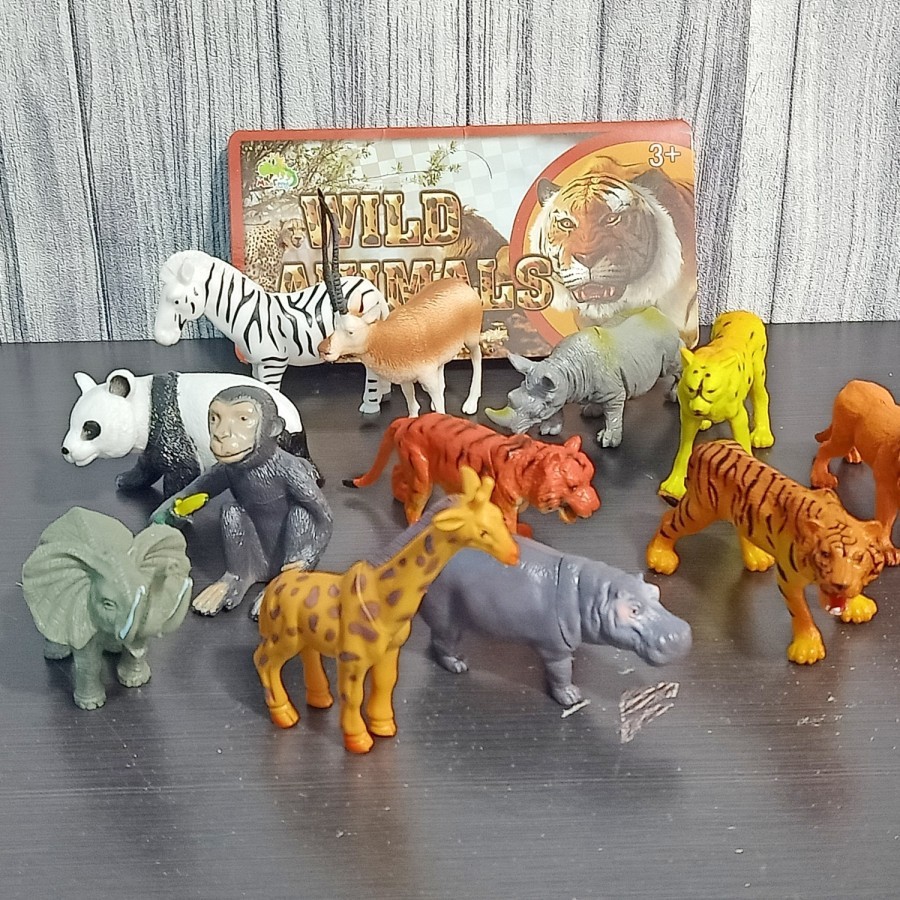 Jual Wild animal mainan koleksi binatang karet 12pcs | Shopee Indonesia