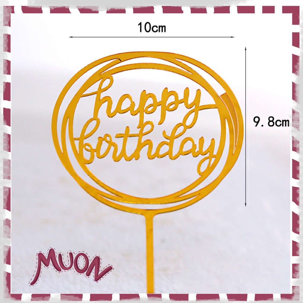 Jual Happy Birthday Cake Topper Besar 10cm Bundar Lingkaran Hiasan Kue ...