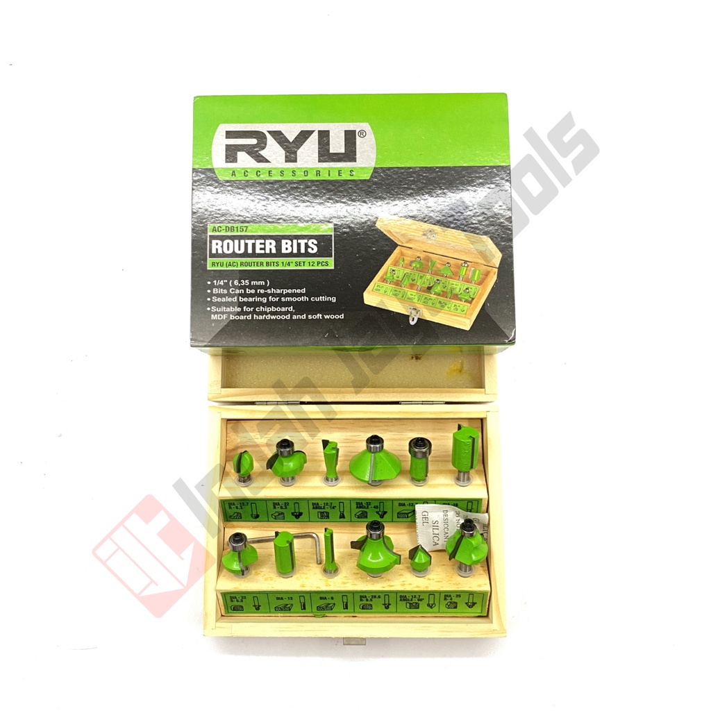 Jual RYU Router Bit Set 12 Pcs Mata Profil Set - Mata Trimmer Set 12 ...