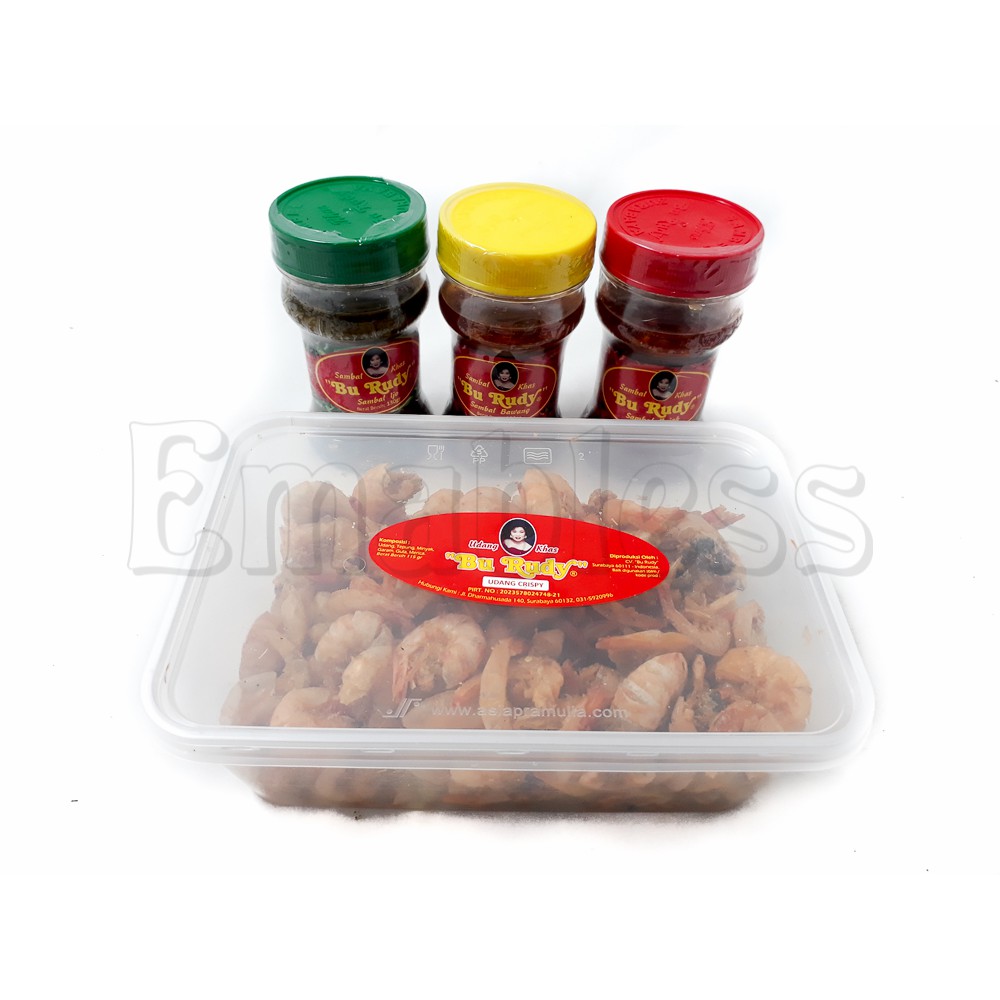 Jual Paket Udang Crispy Besar Sambal 3 Rasa Bu Rudy Oleh2 Bu Rudi ...