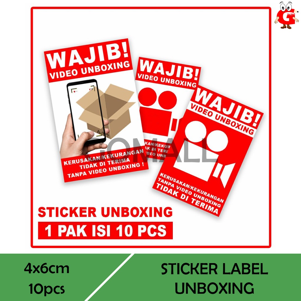 Jual Sticker label Unboxing Glossy 4cm x6cm 1 Pak isi 10 pcs | Shopee ...