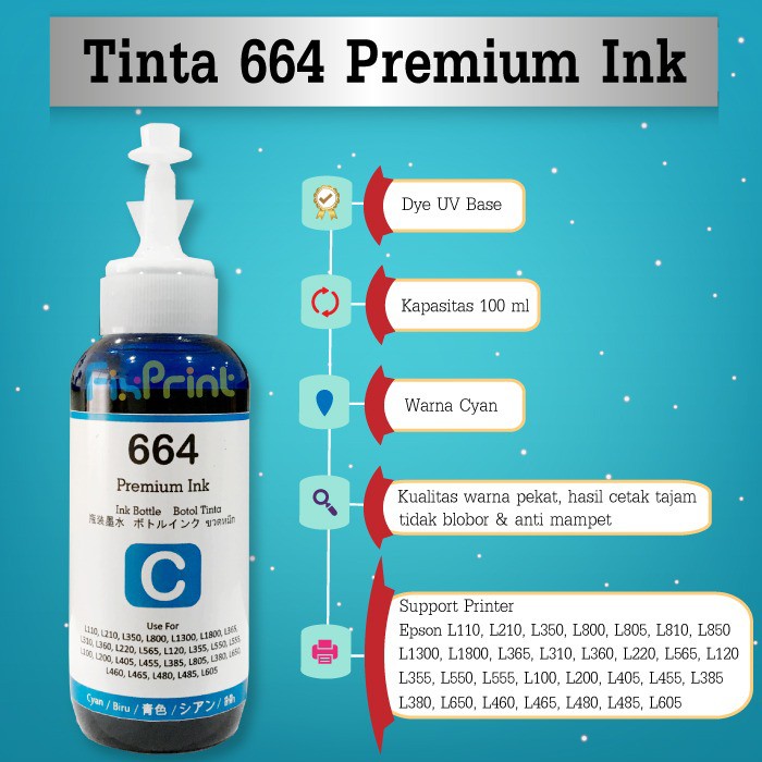Jual Tinta Premium Ink Epson 100ml Refill Infus T188 Printer L1455 WF ...