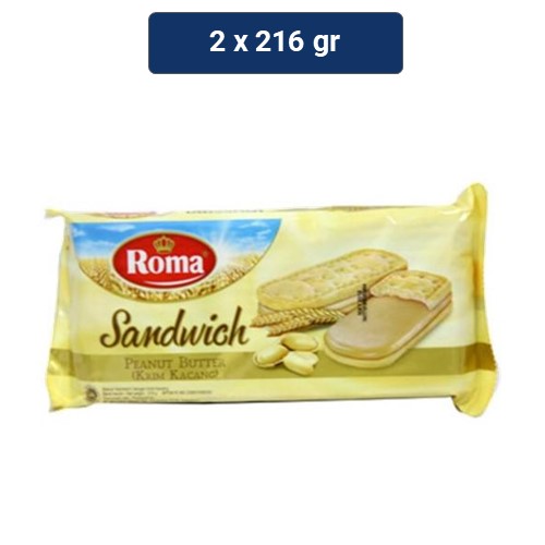 Jual Roma Sandwich Biskuit Krim Kacang 2 x 216 gr | Shopee Indonesia