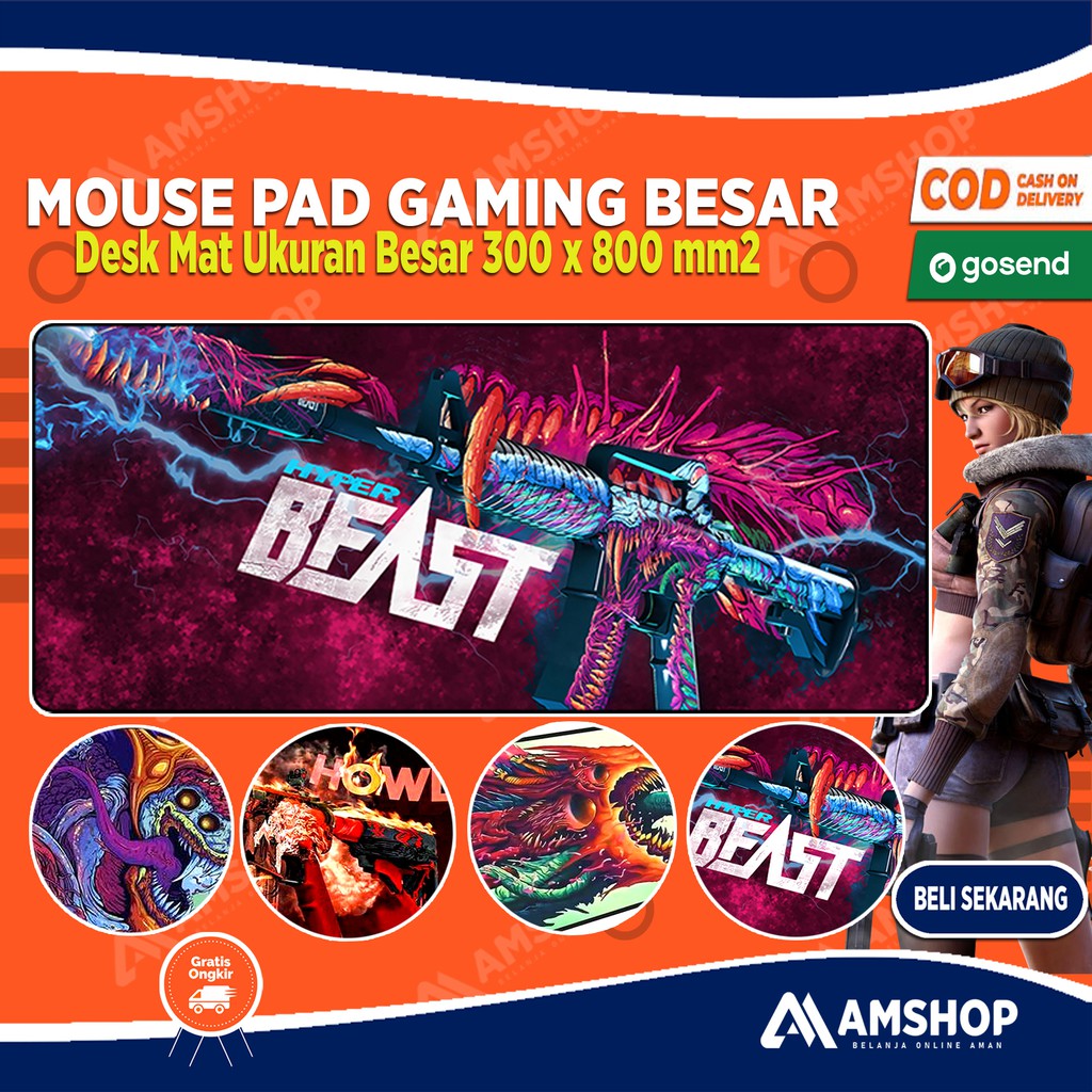 Jual Mouse Pad Gaming XL Panjang Desk Mat Besar 300 x 800 mm2 OMAN3WBK ...