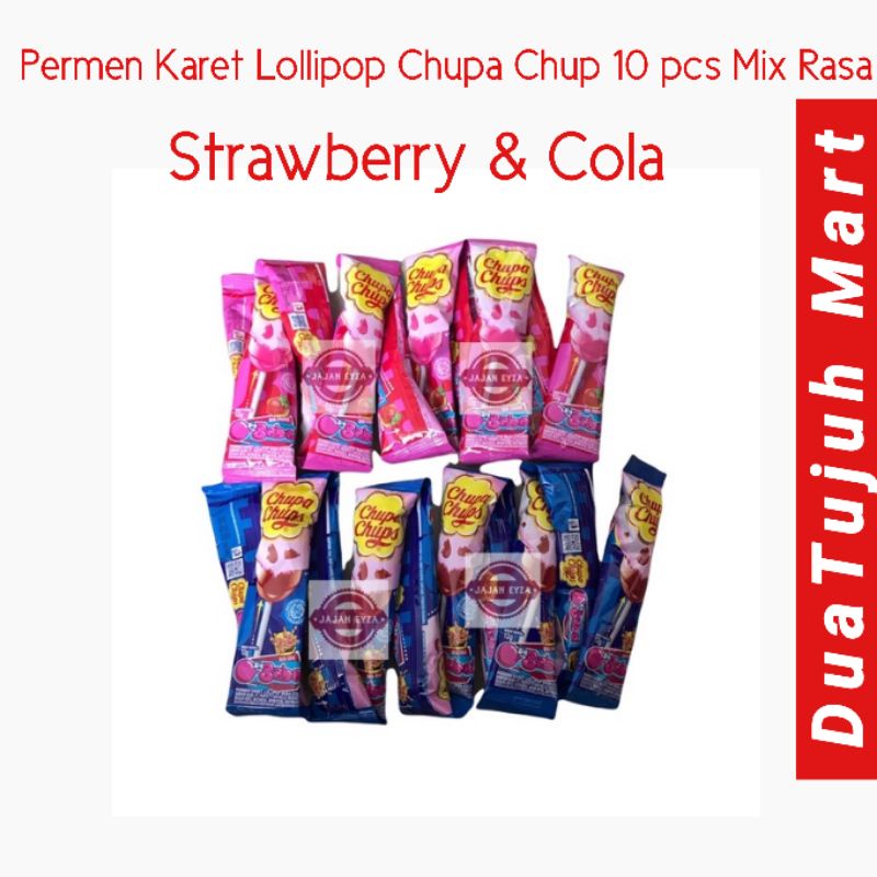 Jual Permen Karet Lollipop Chupa Chups isi 10 Mix (Strawberry & Cola ...