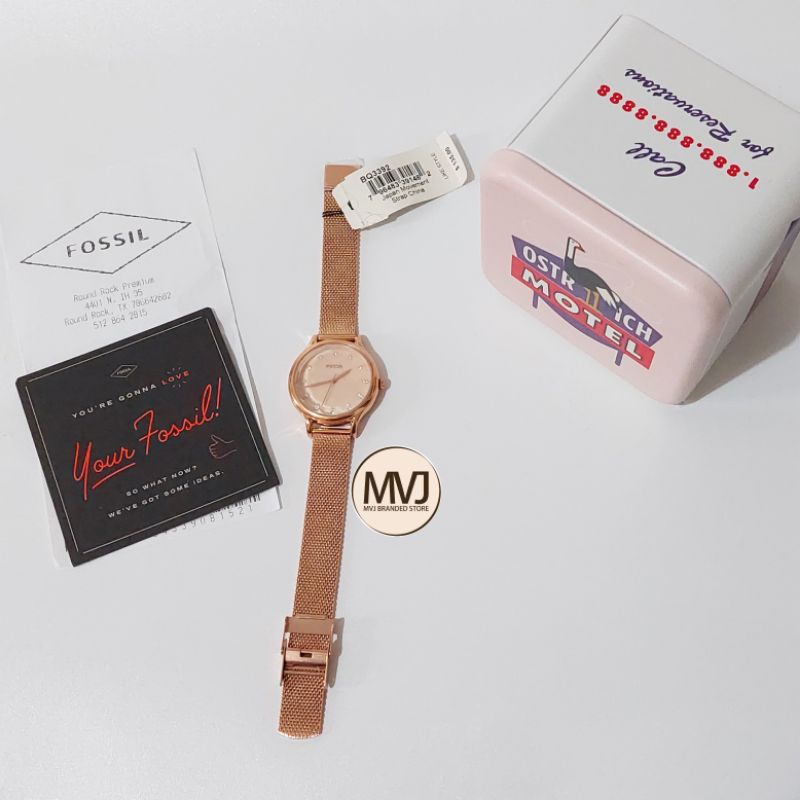 Jual FOSSIL Laney Three-Hand Rose Gold-Tone Stainless Steel Watch ...