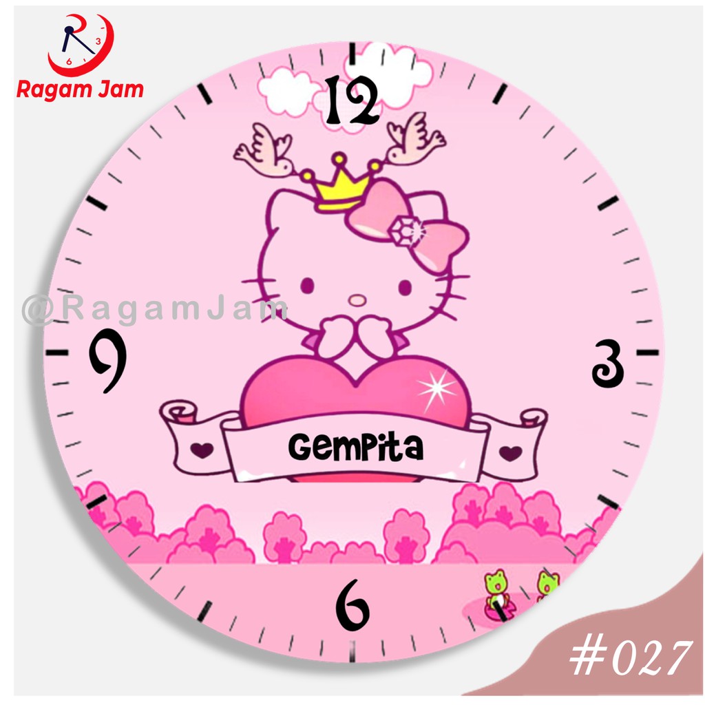 Jual JAM DINDING CUSTOM MURAH HELLO KITTY,JAM HELLO KITTY, KADO ULANG ...