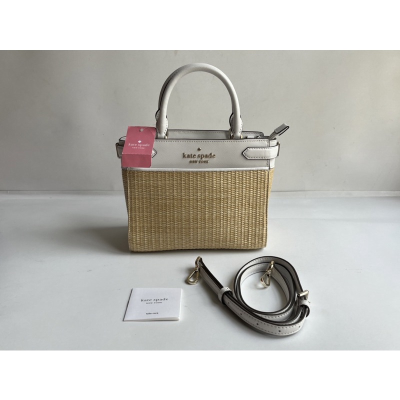 Jual kate spade satchel staci straw white | Shopee Indonesia