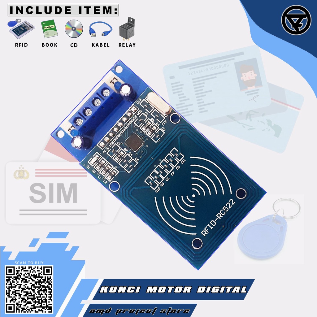 Jual Modul Kunci Motor Digital Arduino RFID-RC522 Relay | Shopee Indonesia