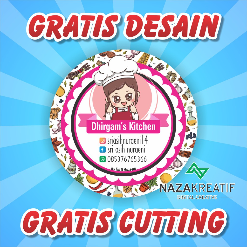 Jual Cetak stiker custom, print label sticker jualan makanan, stiker ...