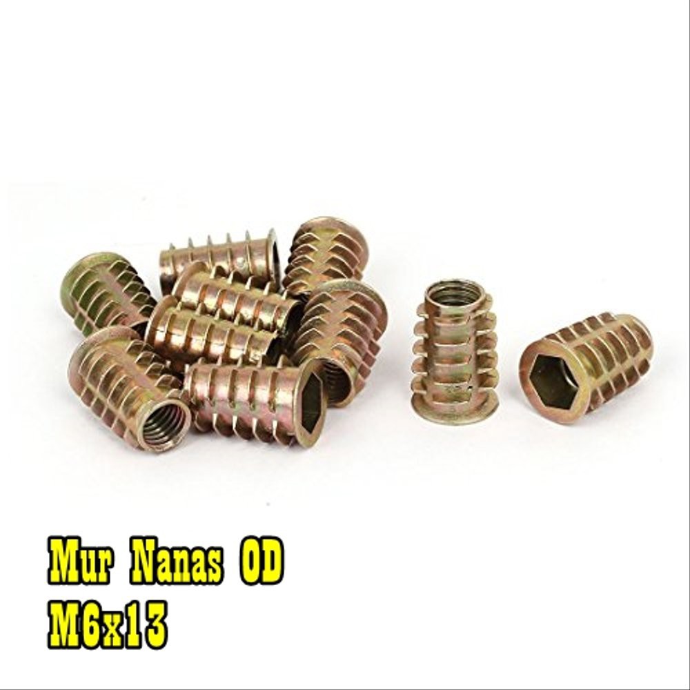 Jual mur nanas M6 x 13mm OD untuk mur tanam baut furniture knockdown | Shopee Indonesia
