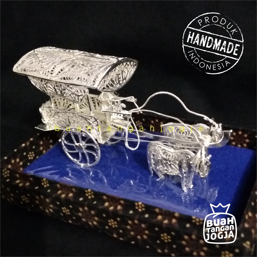 Jual Miniatur Gerobak Sapi Lapis Perak - Box Akrilik - Kerajinan Khas Kotagede Jogja | Shopee ...