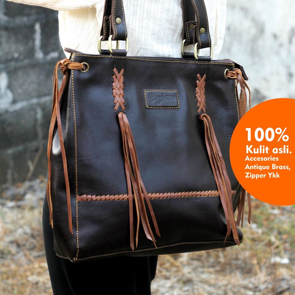 Jual Bagbone Leather REYNA Shoulder Bag wanita kulit anyam full grain ...