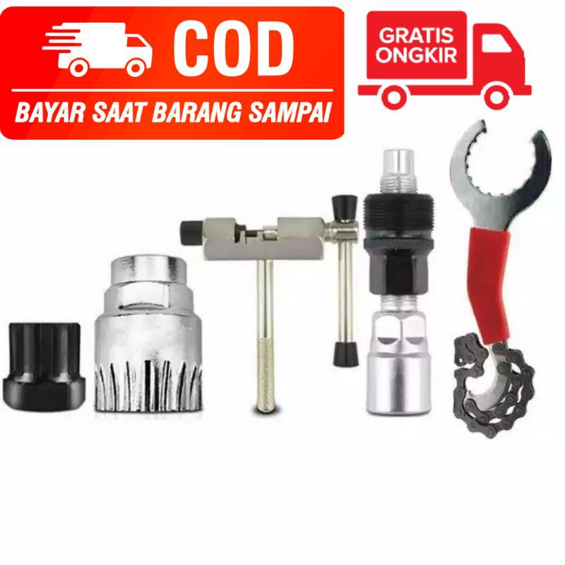 Jual Kunci Sepeda Paket Kunci Sepeda 4in1 / Kunci Sprocket crank / Bike ...