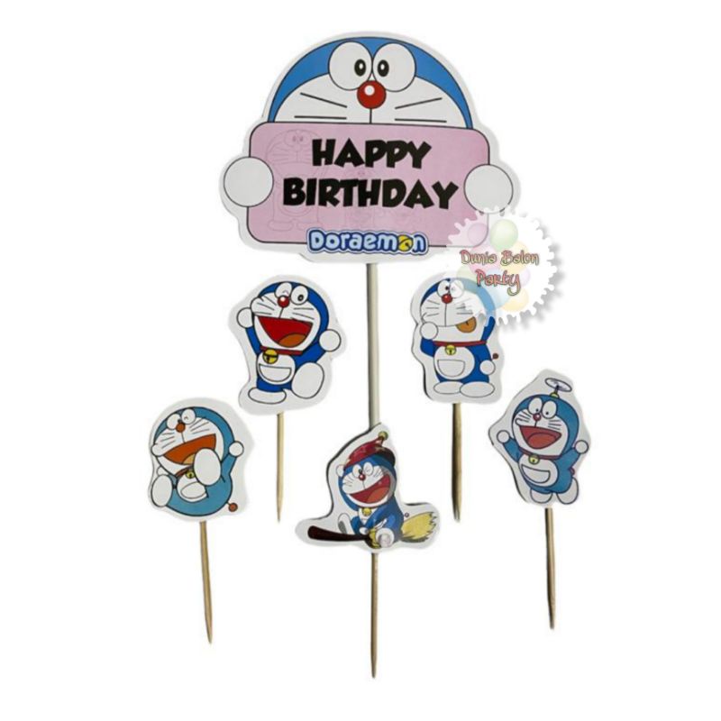 Jual Cake Topper Happy Birthday / Cake Topper Doraemon/ Hiasan Kue ...