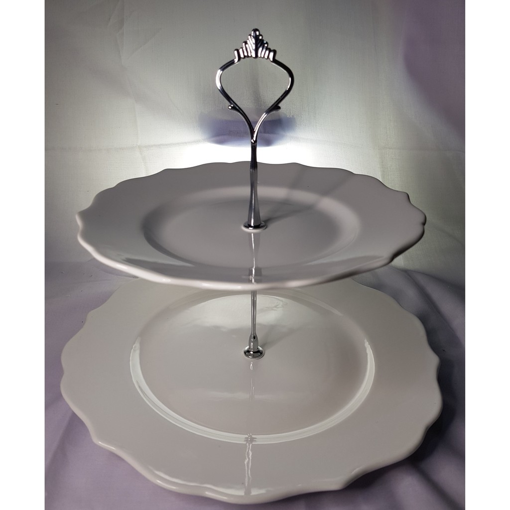 Jual CAKE TIER | PIRING SUSUN | CAKE TRAY 2 SUSUN KERAMIK POLOS ...
