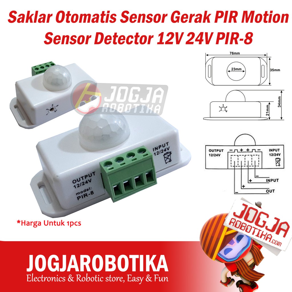 Jual Saklar Otomatis Sensor Gerak Pir Motion Sensor Detector 12v 24v