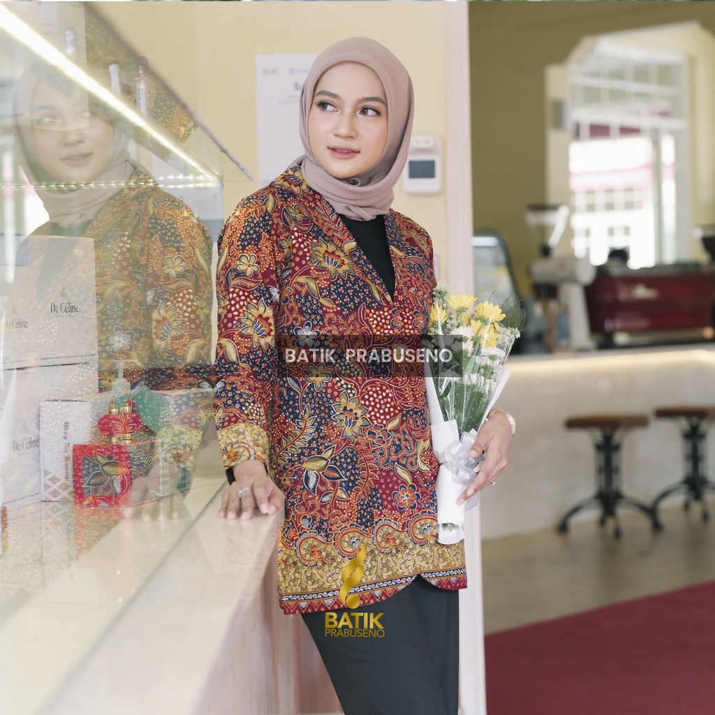 Jual Nabila Blazer Batik Wanita Model Kancing Depan Original Asli Batil ...