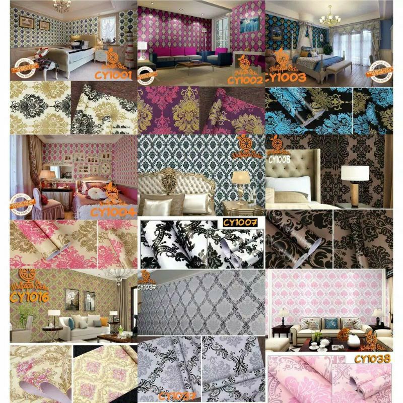 Jual Wallpaper Dinding Ukuran 45 Cm X 10 M Motif Tema Vintage Gold