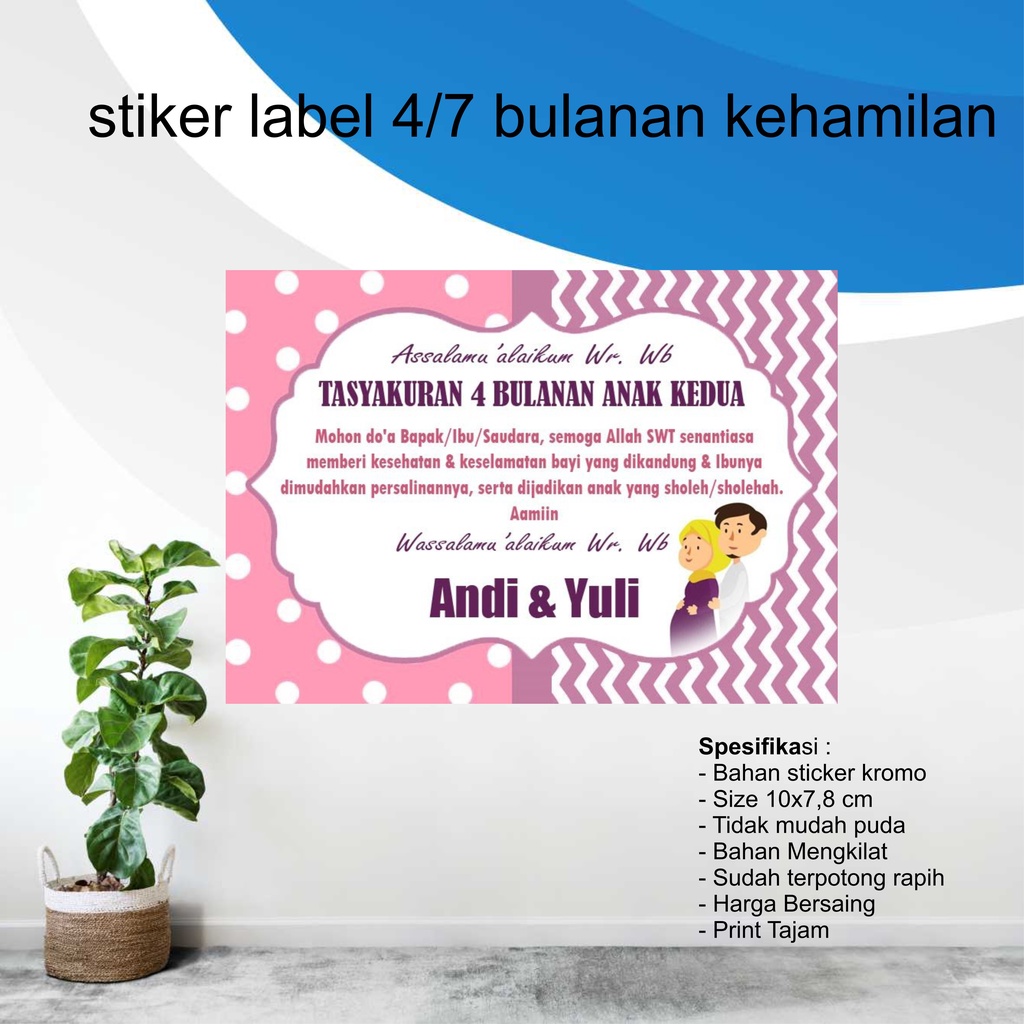 Jual Stiker kartu ucapan tasyakuran kehamilan 7 bulanan 4 bulanan ...