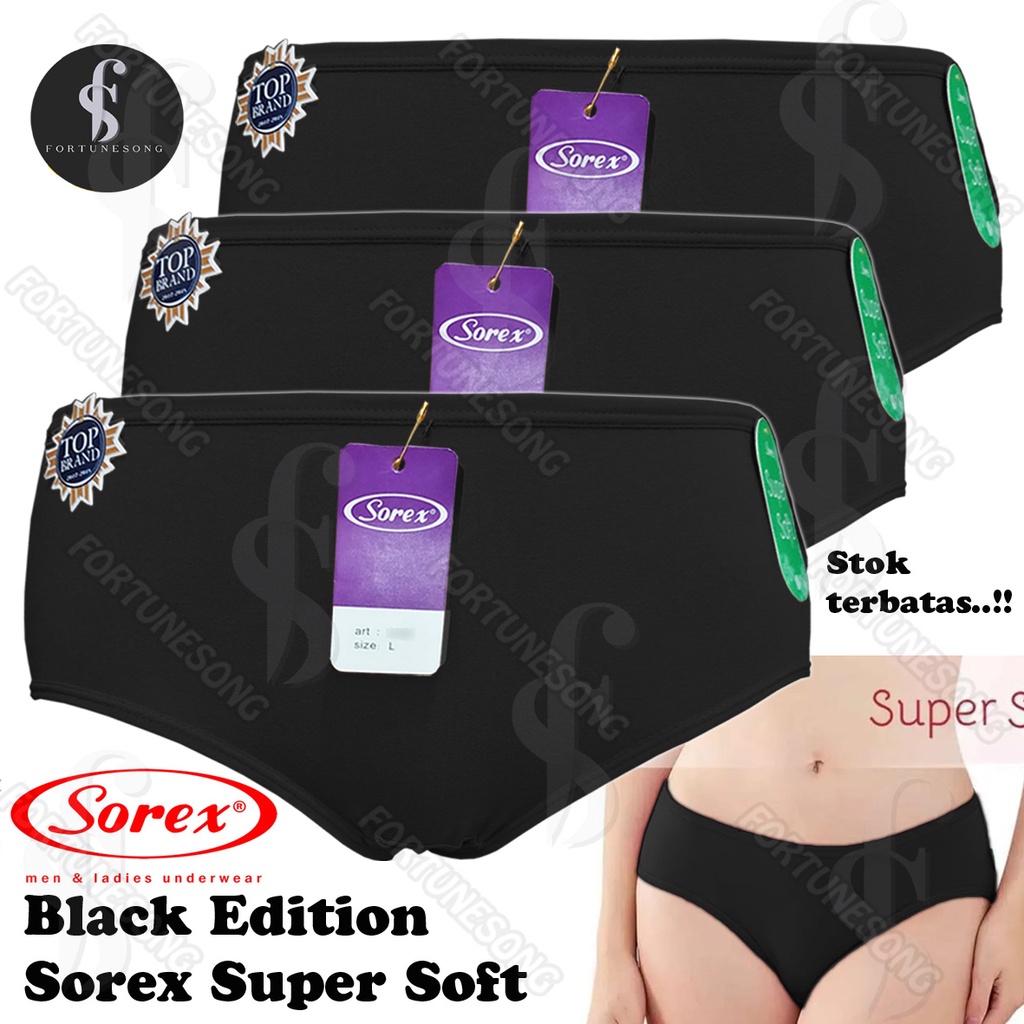 Jual SOREX - Celana Dalam Wanita Sorex Super Soft Edisi Hitam Stok Terbatas / CD sorex Black ...