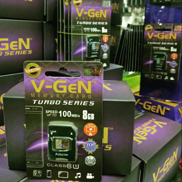 Jual V-gen Micro SD Vgen 8GB Class 10 Class10 TURBO SERIES + Adaptor ...