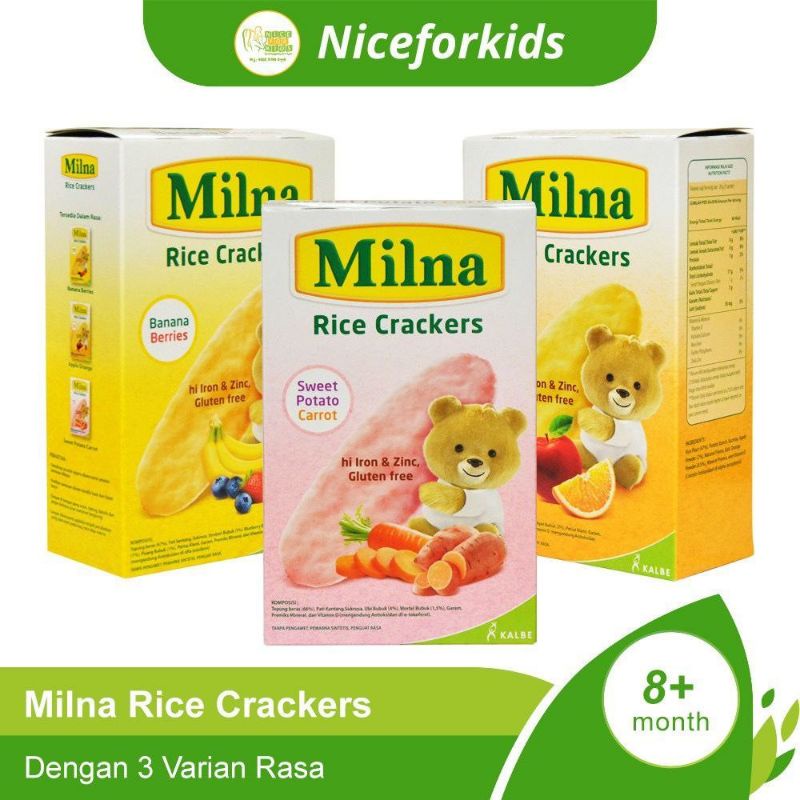 Jual milna rice cracers 20g (5 sachet 4g/sachet) | Shopee Indonesia