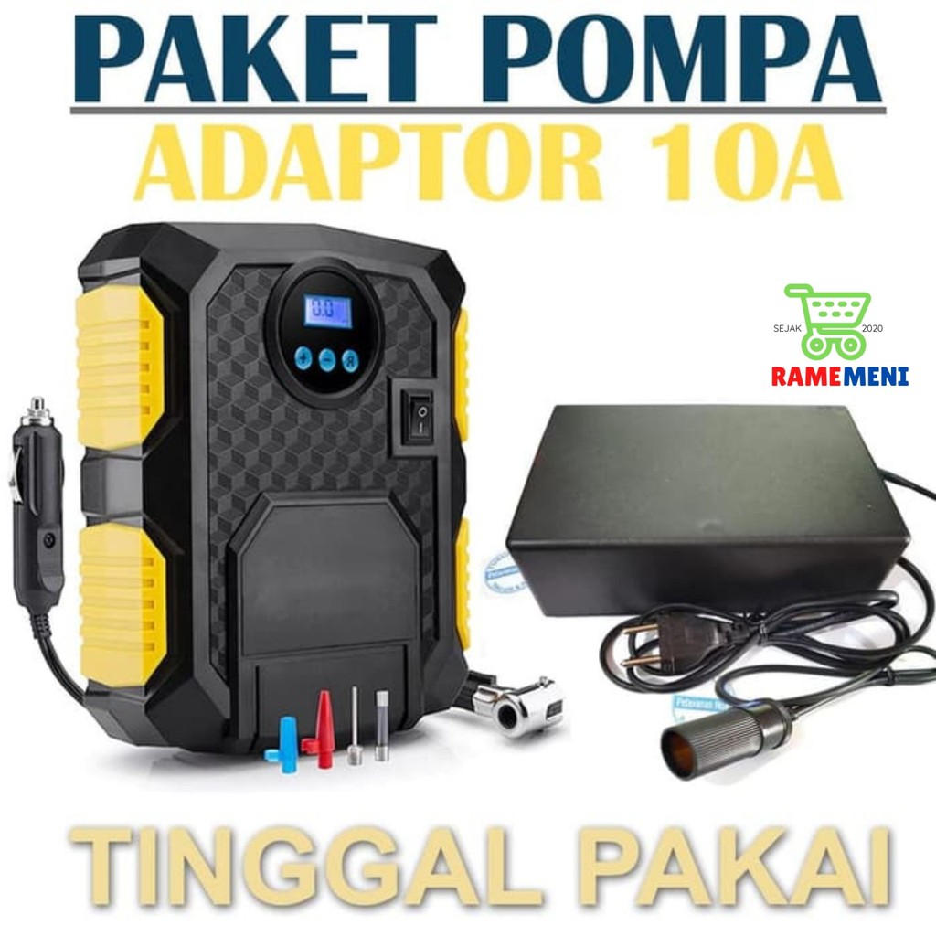 Jual Paket Lengkap Siap Pakai Pompa Ban Digital Otomatis Dengan adaptor ...
