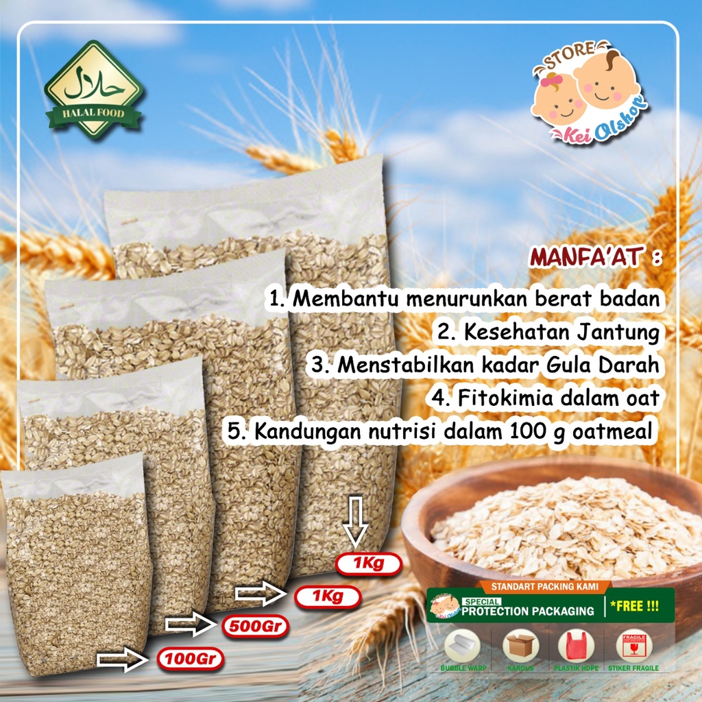 Jual Pure Oat Gandum utuh, pure oat non instan 500 gr (Kemasan Plastik ...