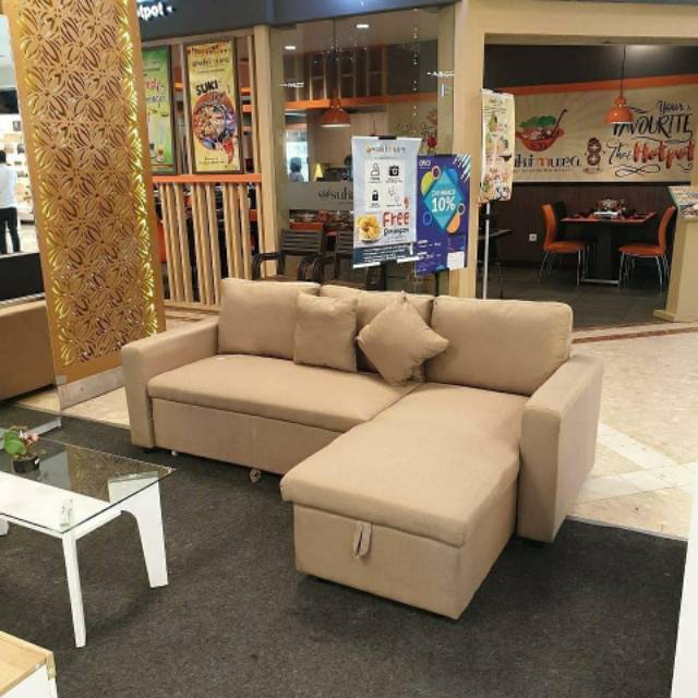 Jual SOFA L CAMILA / Sofa Bed 3 dengan Penyimpanan | Shopee Indonesia