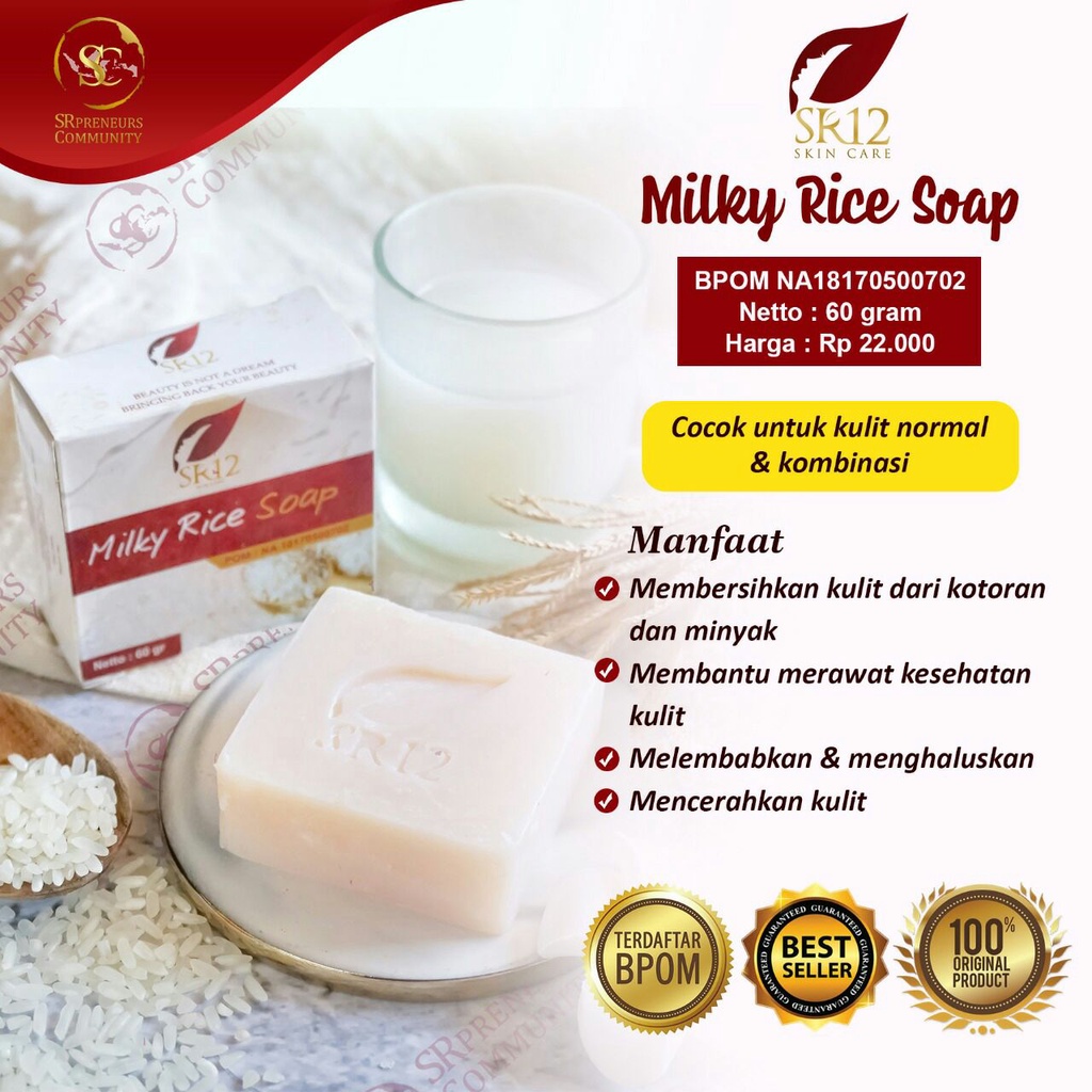 Jual MILKY RICE SOAP SR12 / SABUN BERAS SUSU SR12 HERBAL / SABUN HERBAL ...