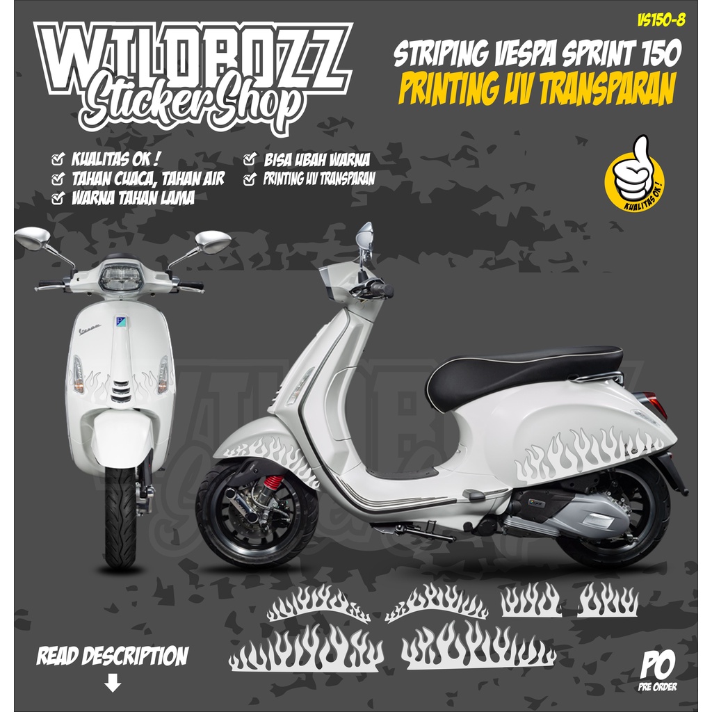 Jual striping vespa sprint 150 printing uv transparan (vs150-8 ...