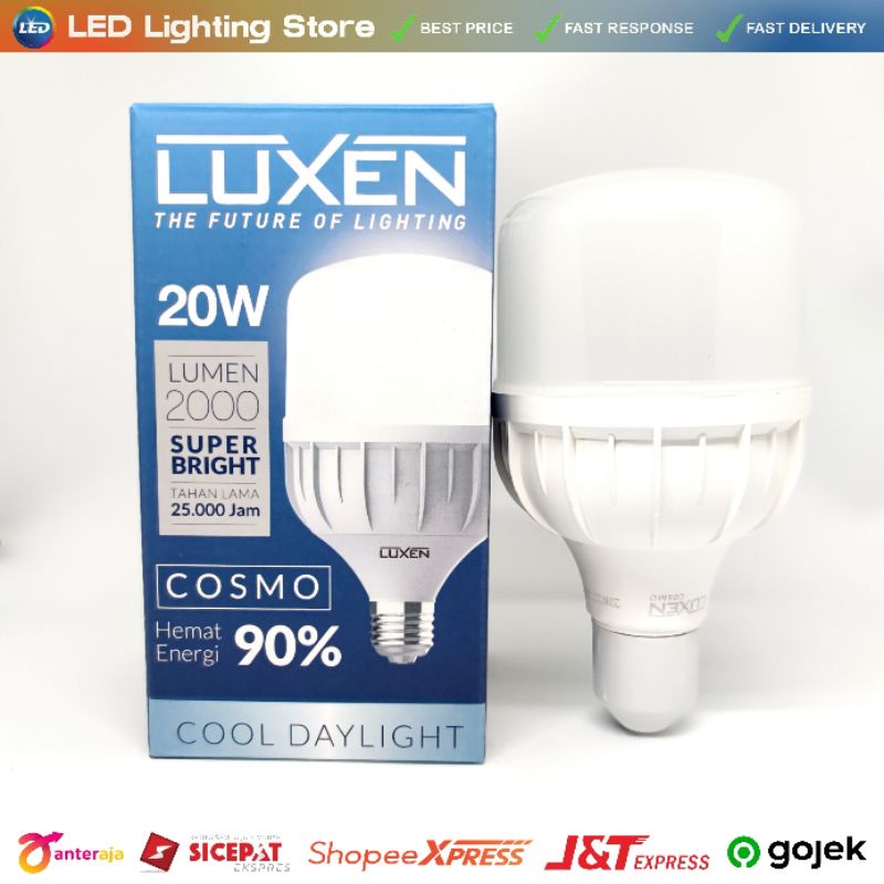 Jual Lampu Bohlam LED 20W 20 W 20Watt 20 Watt Putih E27 LUXEN | Shopee ...