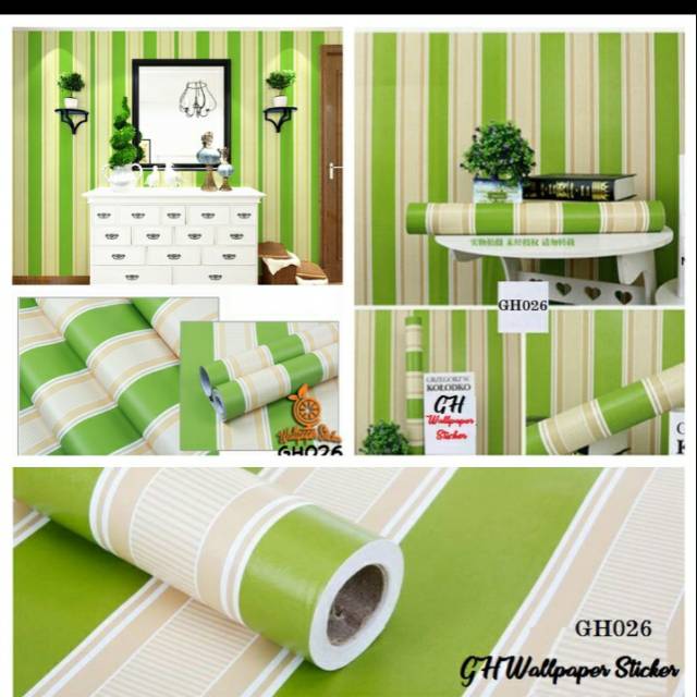 Jual Walpaper Sticker Dinding Salur Hijau | Shopee Indonesia