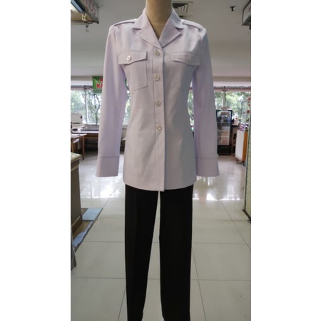 Jual Baju Dinas Seragam Putih Wanita PDH Kantong Dua Setelan Rok Span ...