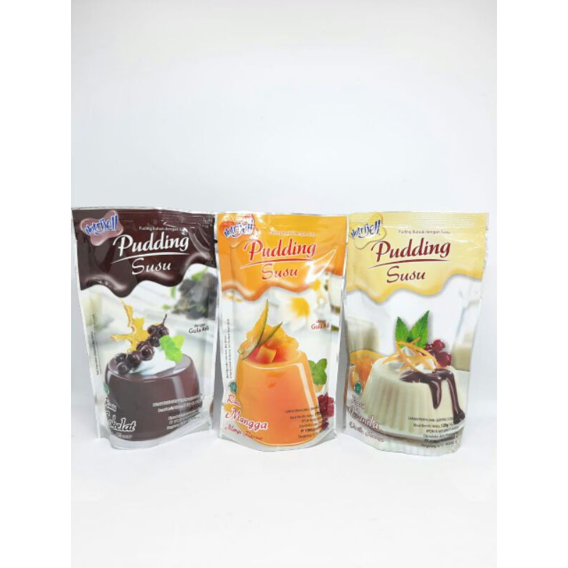 Jual NUTRIJEL PUDDING SUSU PUDING SERBUK RASA COKLAT - MANGGA - VANILA ...