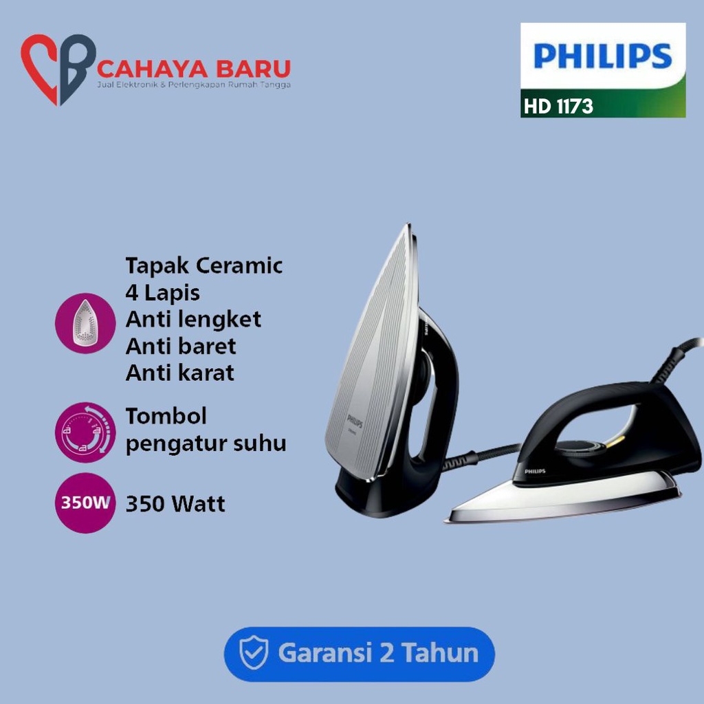 Jual PHILIPS HD 1173 DRY IRON CLASSIC | Shopee Indonesia