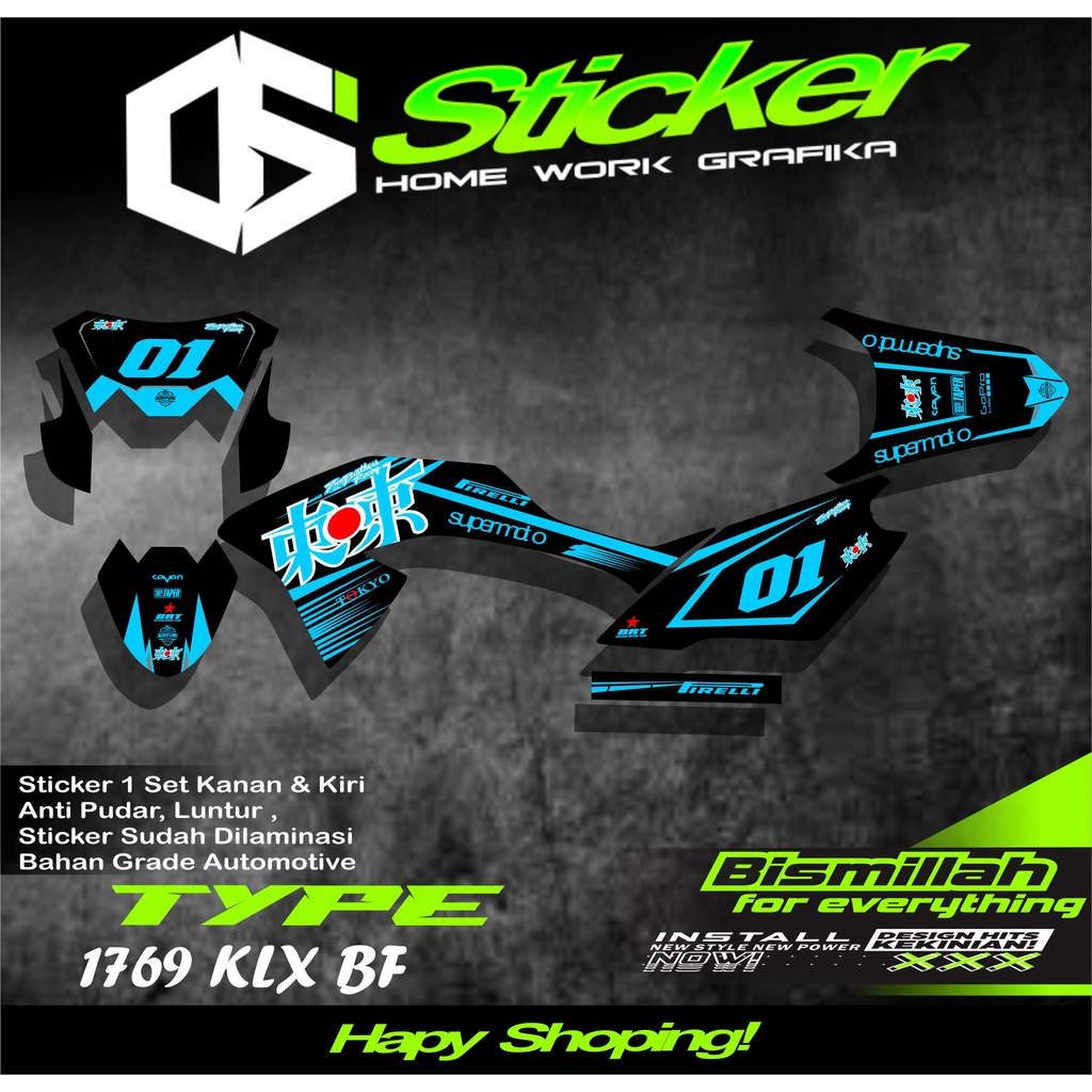 Jual 1769 Sticker Striping Motor KLX BF/G/SE List Variasi Desain ...
