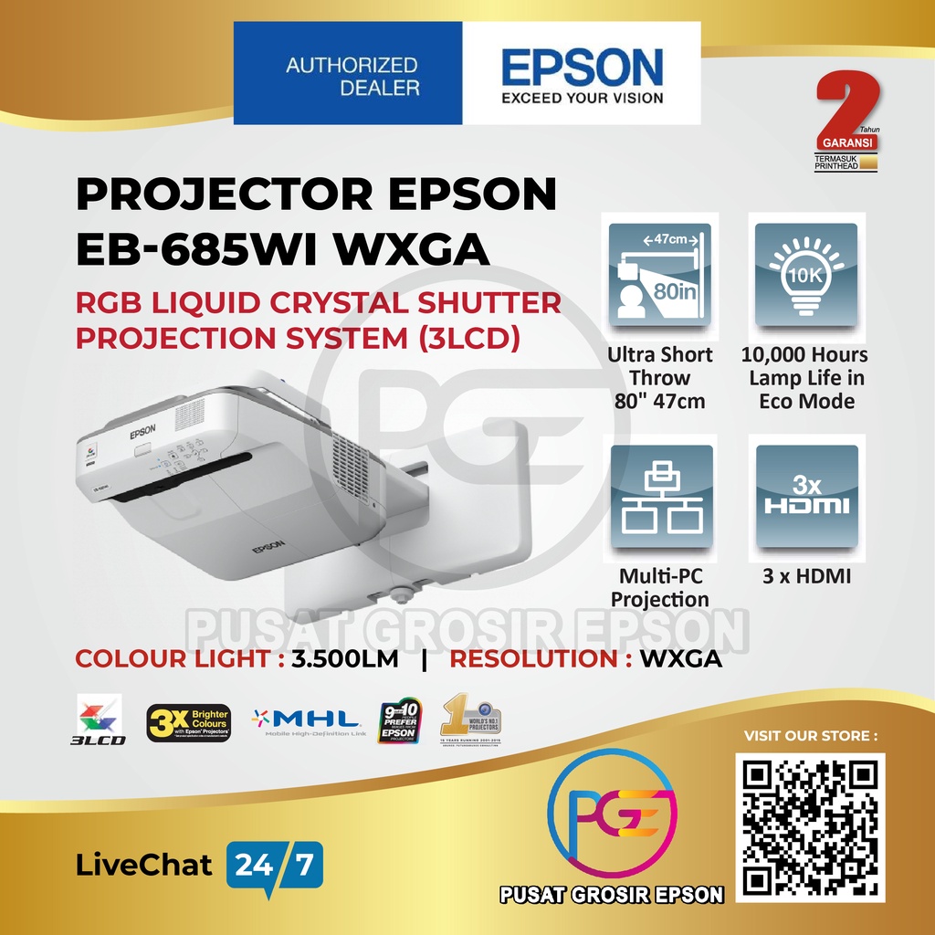 Jual EPSON EB-685Wi PROJECTOR (Pen Interactive) | Shopee Indonesia