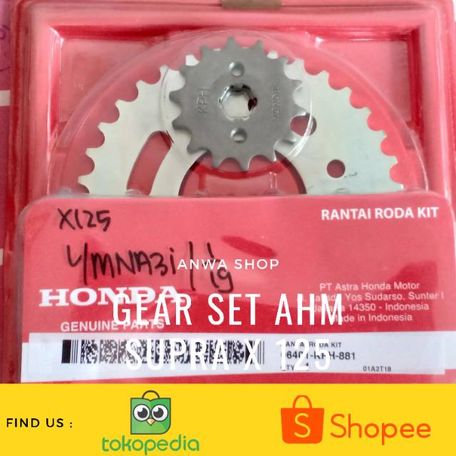 Jual GEAR set ORIGINAL AHM honda supra-x 125 (1 set) | Shopee Indonesia