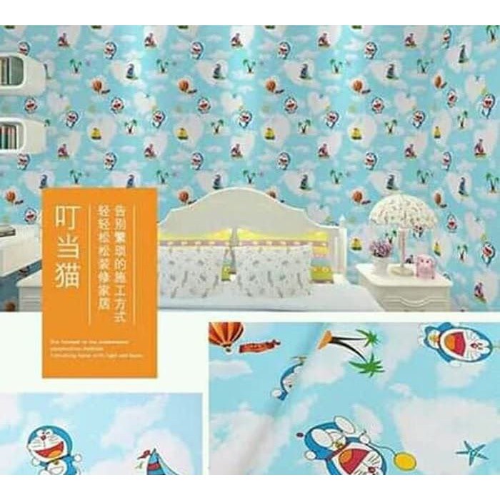 Jual Walpeper Dinding Doraemon Awan- Anti Air Ukuran 45cm X 5 meter ...