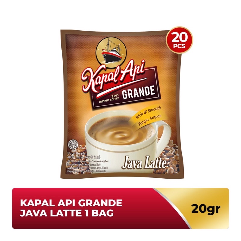 Jual KAPAL API GRANDE JAVA LATTE BAG ( 20 X 20G ) ED 11/2025 | Shopee ...