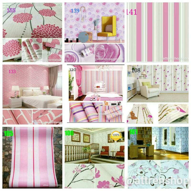 Jual Wallpaper Sticker Walpaper Tema Pink Premium Size ±10m x 45cm ...
