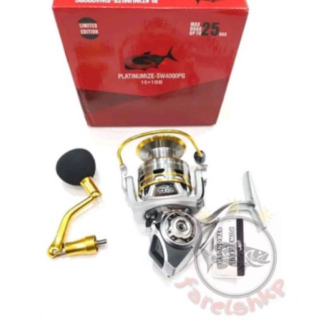 Jual reel GTech platinum 4000 5000 PG metal body power handle | Shopee ...