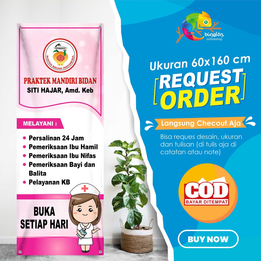 Jual Spanduk Banner Praktek Bidan Mandiri New | Shopee Indonesia