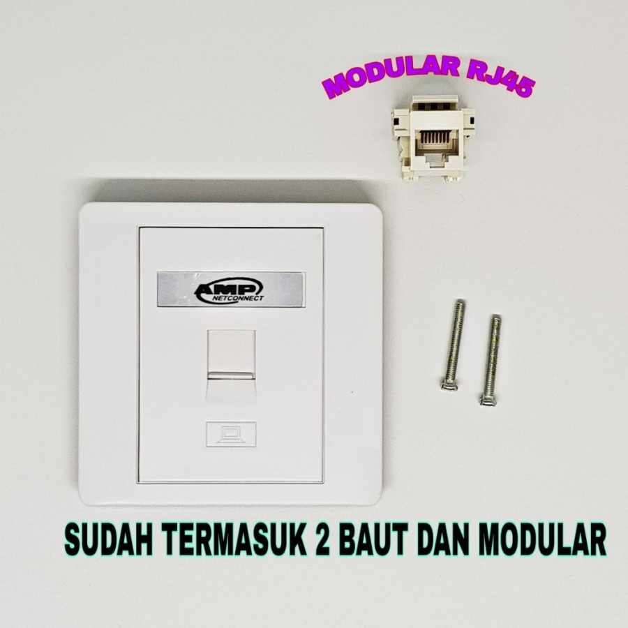 Jual Faceplate rj45 + Modular cat6 FACE PLATE RJ45 CAT 6 MODULAR + 2 ...