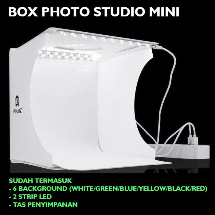 Jual PULUZ Box Photo Studio Mini dengan 2 Strip Lampu LED | Shopee ...