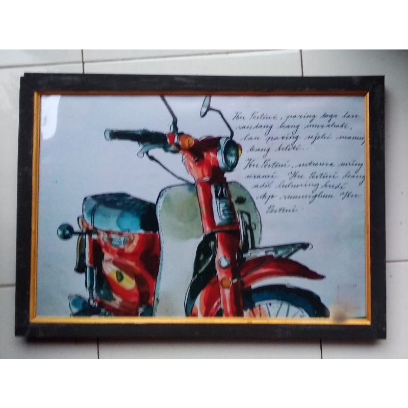Jual Hiasan dinding lukisan cetak motor klasik plus bingkai ukuran ...