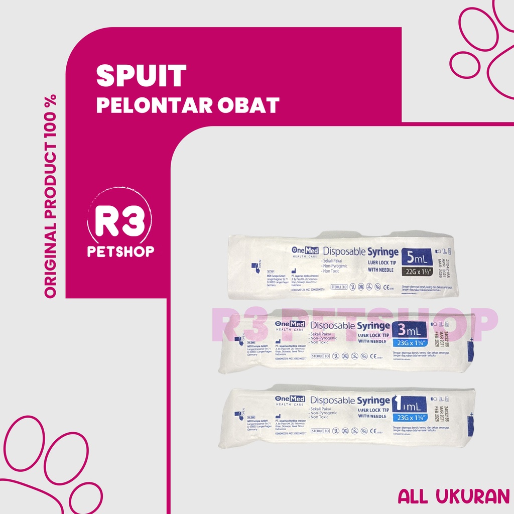 Jual Pelontar obat untuk Kucing dan Anjing Spuit One Med 1ml/3ml/5ml ...