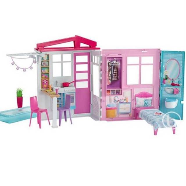 Jual Foldable Barbie House Fully Furnished and Accessory 100% Original ...